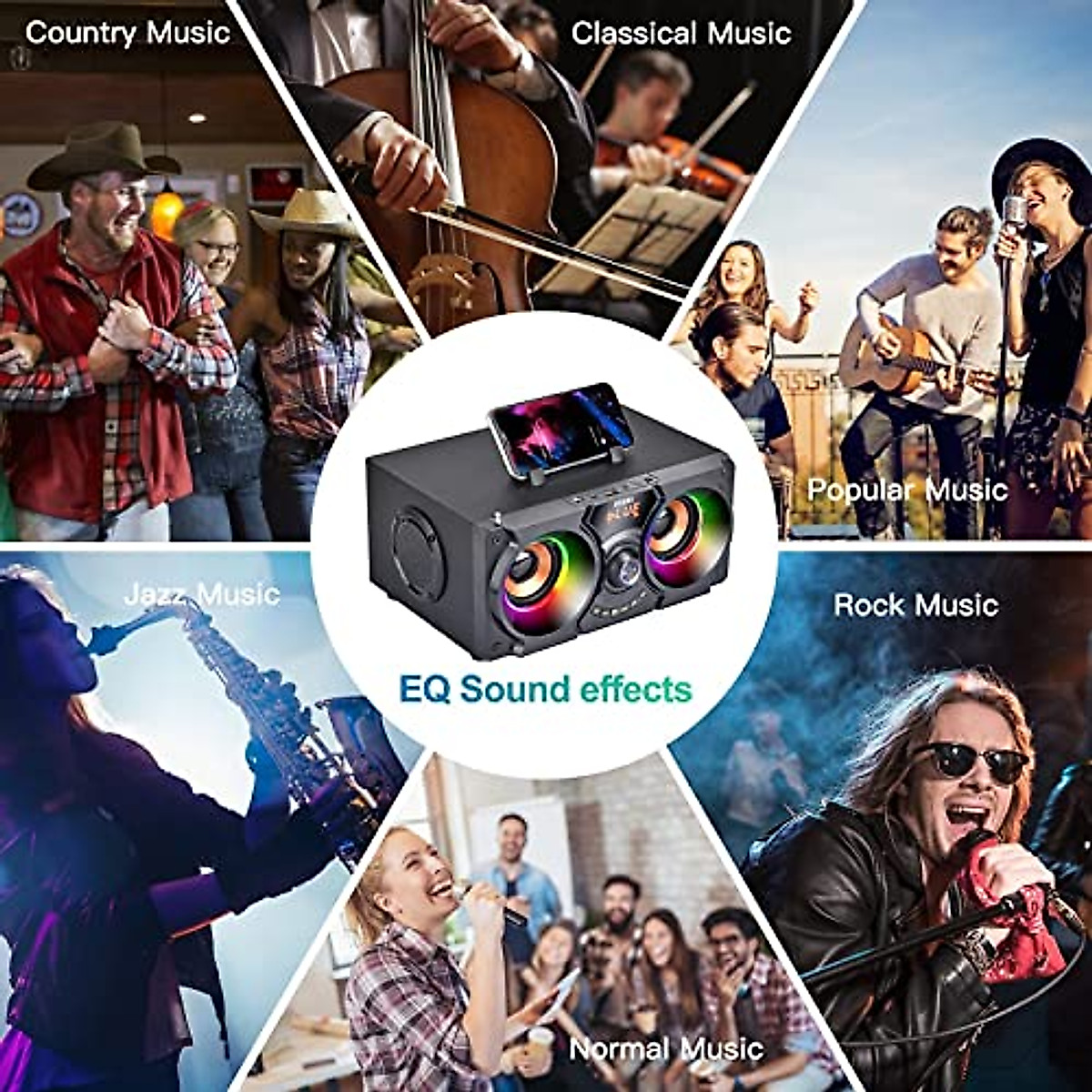 Portable Bluetooth Speaker with Lights,Transparent Wireless Bluetooth Speaker,5.0 Portable Bluetooth Speaker with LED Light, Perfect Mini Speaker for Shower, Room, Bike, Car (Brown)