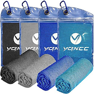 YQXCC 4 Pack Cooling Towels, Cool Towel, Soft Breathable Chilly Towel, Microfiber Ice Cold Towel for Yoga, Golf, Gym, Camping, Running, Fitness, Workout & More Activities