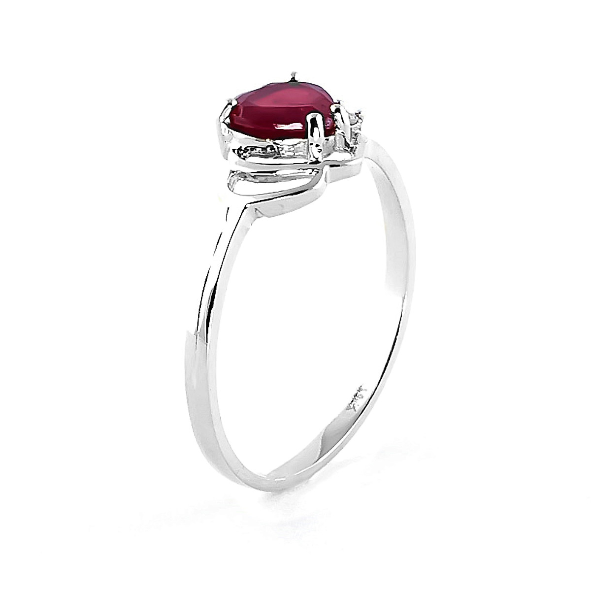 Galaxy Gold GG 14k Solid White Gold Angel's Heart - Heart Shaped 1.02 ct Ruby & Diamond Ring (8)