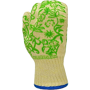 G & F 1688 Dupont Nomex & Kevlar Heat Resistant Oven Gloves, 3-Finger Oven Gloves & Pot Holder Set