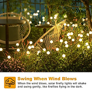 Jpnew Solar Garden Lights 4 Pack Solar Firefly Lights 10LED Waterproof Outdoor Solar Swaying Light, Sway by Wind for Pathway Yard Walkway Patio Fence Decorations Warm White