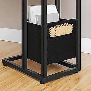 HOOBRO C Shaped Side Table with Charging Station, Foldable End Table with Fabric Bag, Sofa Couch Table Coffee Table Snack Table for Small Space Living Room, Bedroom, Rustic Brown and Black BF30USF01