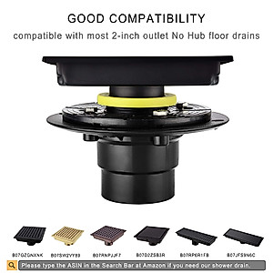 Orhemus 2 inch Shower Drain Base Flange Kit with Rubber Coupler Gasket, Threaded Adjustable Ring Adaptor for No Hub Square Linear Floor Drain Installation