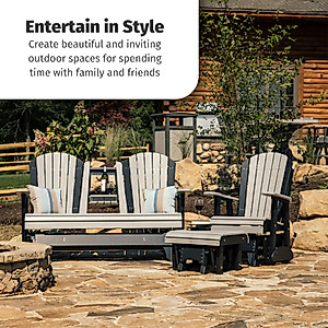 LuxCraft 2' Adirondack Glider Chair, Outdoor Glider Chair, Outdoor Glider Rocking Chair, Patio Glider Chair (Antique Mahogany & Black)