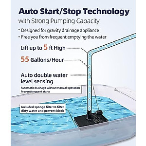 MSELTOS Drain Pump for Commercial Ice Maker, 5 ft Lift, 55 GPH Removable Condensate Pump for Portable AC Unit, Air Conditioner, Dehumidifier, Ice Machine, 110V ~ 240V, Automatic Submersible Water Pump