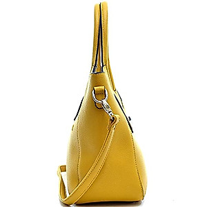 Dasein Womens Retro Handbag Flap-over Belt Satchel Purse Top Handle Shoulder Bag (Coffee)