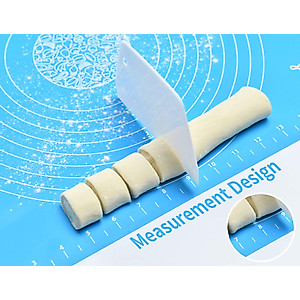 Silicone Pastry Mat for Rolling Dough Non Slip Extra Large, Nonstick Pastry Baking Mat with Measurements, Silicone Dough Rolling Mat with Dough Scraper (26" x 18", Blue)