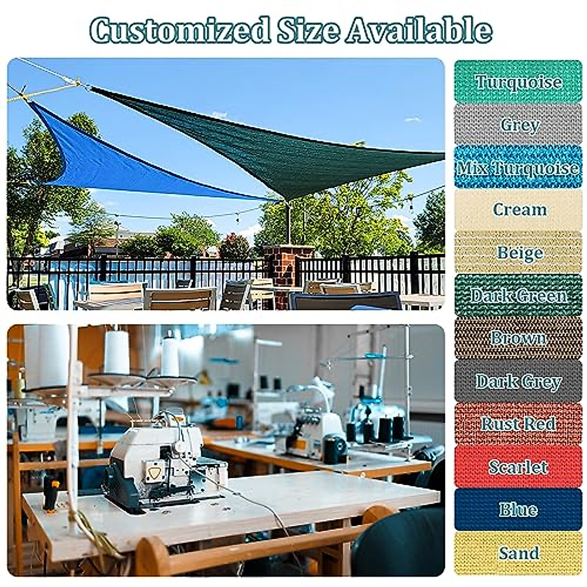 Shade&Beyond 8'x10' Sun Shade Sail Rectangle Canopy Sail Sunshade UV Block for Patio Yard Backyard Grey, (We Make Custom Size)