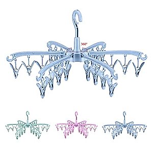 BONYCUST Foldable Drying Rack with 24 Clips for Drying Socks Lingerie Baby Clothes Drying Towels Rotatable Sock Drying Rack