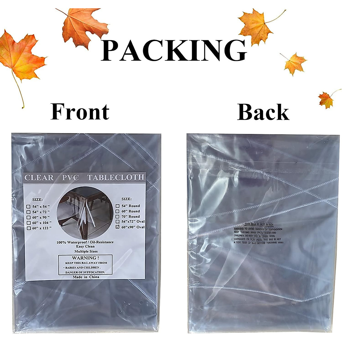 FeelingWarm Clear Table Protector - Rectangle Waterproof Protector Clear Vinyl Tablecloth Cover Transparent Plastic Kitchen 54 x 72 Inch, Rectangle