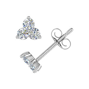 3-Stone Diamond Stud Earrings in 14K White Gold (0.31 Carat)