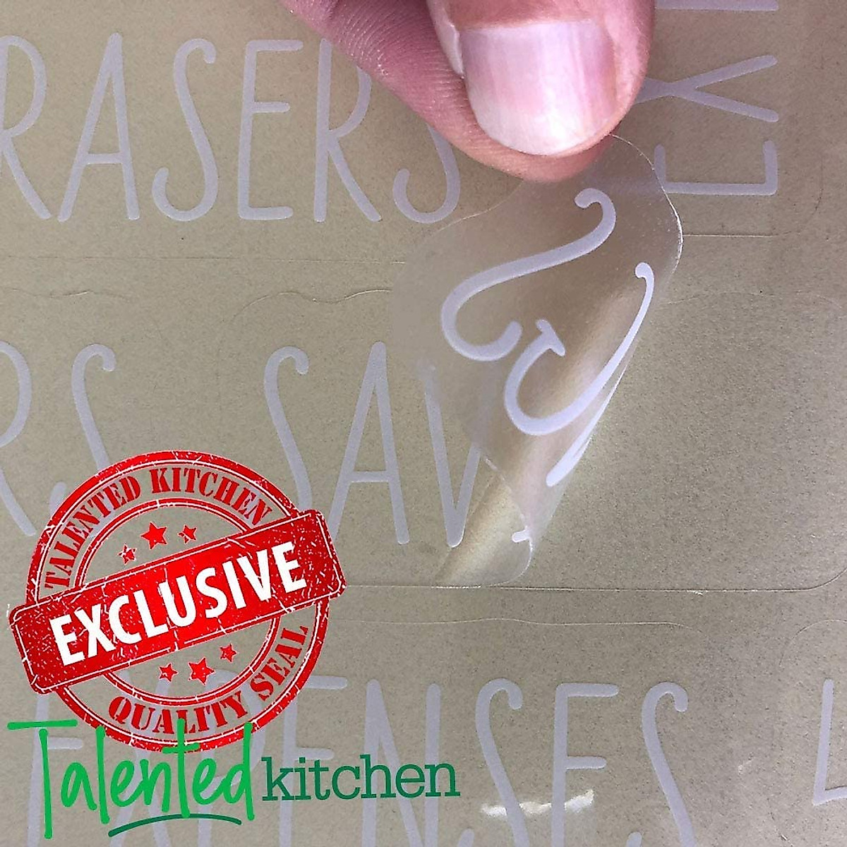 Talented Kitchen 142 White Office & Crafts Organization Labels. Clear Preprinted Stickers. Canister & Bin Labels to Declutter Craft Closet & Work Space