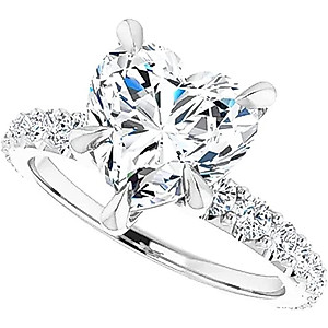 Moissanite World Dainty Intersecting Engagement Ring, Heart Cut 3.00CT, Colorless Moissanite Ring, 925 Sterling Silver, Solitaire Engagement Ring, Wedding Ring (8)