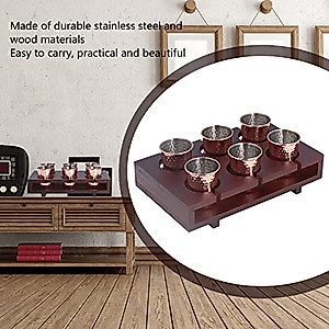 VTOSEN 6pcs Moscow Cocktail Cup, Useful Copper Plated Mule Mug, Stainless Steel Cocktail Mug Set with Storage Holder, for Home Party (100ml)