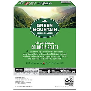 Green Mountain Coffee Roasters Colombia Select Coffee, Keurig Single-Serve K-Cup Pods, Medium Roast Coffee, 96 Count (4 Packs of 24)
