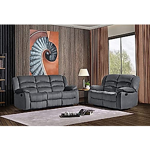 Blackjack Furniture Winthrop Microfiber, Modern Recliner Chair for Living Room and Home Theater, 60" L x 35" W x 40" H, Den Loveseat, Gray