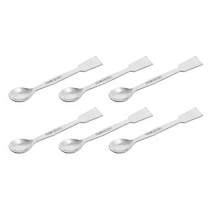EISCO 6PK Scoops with Spatula, 7.9" - Stainless Steel, Polished - One Flat End, One Spoon End