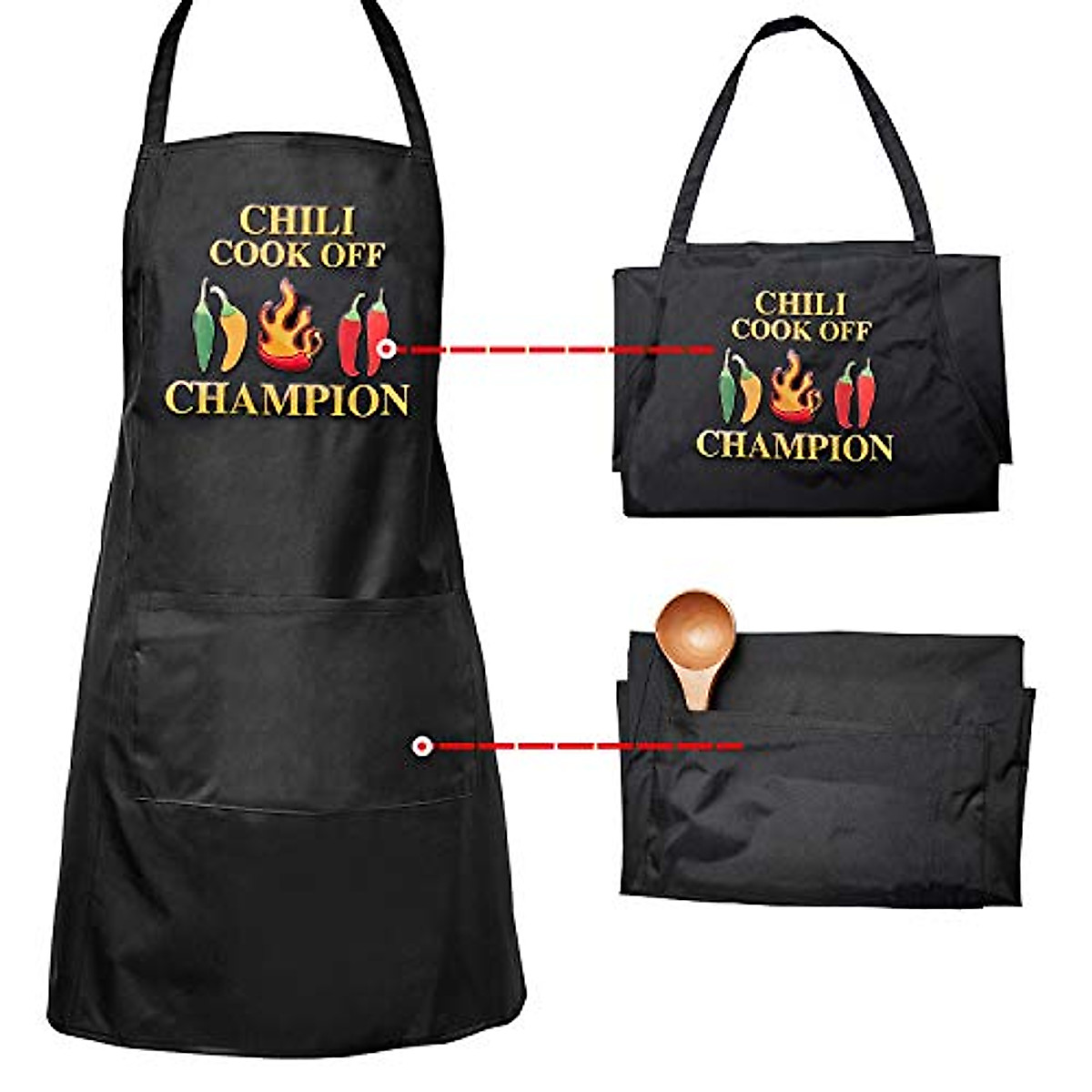Syhood Chili Cook Off Aprons Black Bib Cook Off Aprons Waterproof Aprons for Kitchen Crafting BBQ Drawing Outdoors
