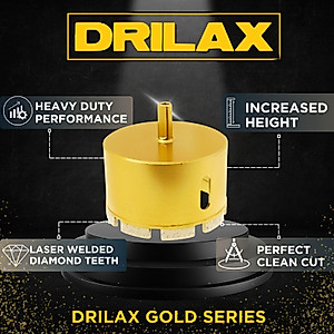 4-1/2 Inch Masonry Hole Saw, Diamond Hole Saw, Heavy Duty Dry Core Hole Saw for Concrete Hole Saw Bit Brick, Cinder Block, Core Drill Guide Included Extra Long Depth of Cut