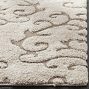 SAFAVIEH Florida Shag Collection 2'3" x 4' Cream/Beige SG470 Scroll Non-Shedding Living Room Bedroom Dining Room Entryway Plush 1.2-inch Thick Accent Rug