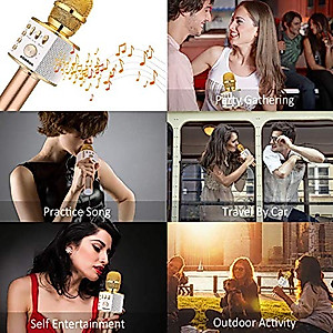 BONAOK Wireless Bluetooth Karaoke Microphone,3-in-1 Portable Handheld Karaoke Mic Speaker Machine Christmas Birthday Home Party for All Smartphone