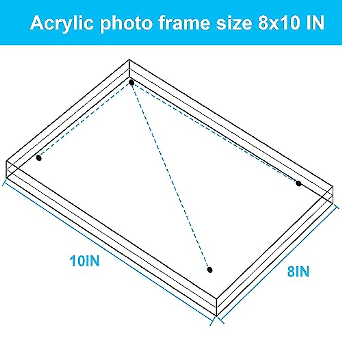 JUOIFIP 8X10 Clear Acrylic Picture Frames, Magnetic Picture Frames with Gift Box Package, Double Sided Acrylic Photo Frames Desktop Display with Support Stand, Pack of 1（Bonus 1 Pack Stand）