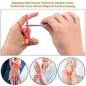 Ergonomic Crochet Hooks Set with Case, BCMRUN 2.25mm(B)-6mm(J) Soft Grip Handles Knitting Needles with Large-Eye Blunt Needles, Stitch Marker, Tape Measure, Crochet Needles Kit for Arthritic Hands