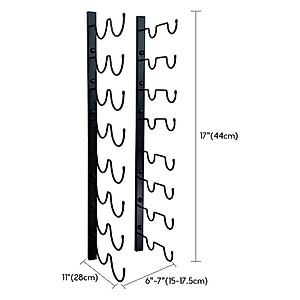 GODGOQGOP Wine Rack Wall Mounted, Wine Bottle Holder for 16 Bottles, Metal Hanging Wine Bottle Holder,Freely Spliceable Wall Wine Rack for Kitchen Pantry Bar Wine Cellar