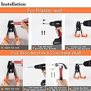 AOBEN Garage Hooks,24PCS Heavy Duty Garage Hanger Organizer Anti-Slip Double Wall Garage Storage Hooks for Ladder, Power Tool,Bike,Ropes (23 Hooks & 1 hoder Strap)-Gery