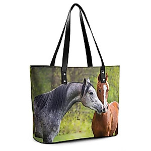 Womens Handbag White Brown Horse Leather Tote Bag Top Handle Satchel Bags For Lady