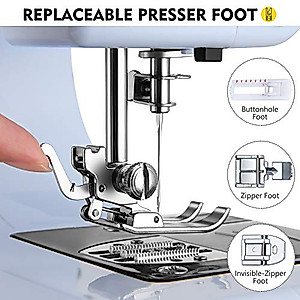 Magicfly Portable Sewing Machines, 12 Built-in Stitches Mini Sewing Machine for Beginner with Reverse Sewing, 3 Replaceable Feet, Extension Table, Accessory Kit, Blue