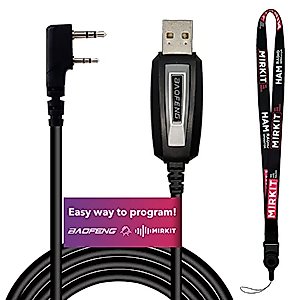 MIRKIT Baofeng Programming Cable for UV-5R and UV-82 for Two Way Ham Portable Radios: UV-5R,5RA,5R Plus,5Re,BF F8HP, BF-888S, UV82HP, 5RX3 and Lanyard