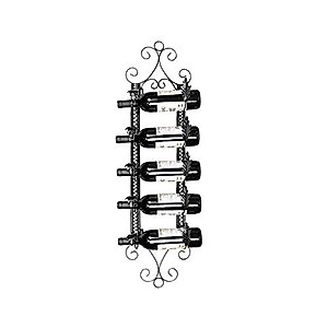 PIBM Stylish Simplicity Wine Rack Wall-Mounted Wine Rack, Metal Wrought Iron Retro, Home and Kitchen Bar Decoration Accessories, Can Accommodate 5 Bottles of Red Wine, Multi-Color Optional, Black