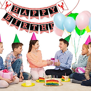 2 Pcs Crawfish Theme Happy Birthday Party Banner Red White Black Birthday Party Supplies for Kids and Adults Birthday Party Decorations Crawfish Party Supplies Decoration