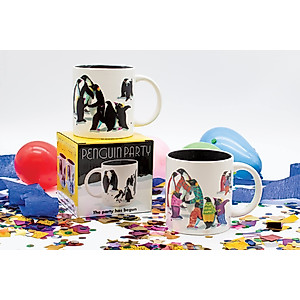 The Unemployed Philosophers Guild Penguin Party Heat Changing Color Transforming Reveal Mug - Add Coffee and the Penguins Start the Festivities