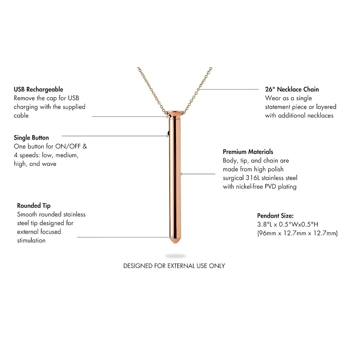 Crave Vesper 2 Original Vibrator Necklace | Wearable Sex Toys Vibrating Necklace for Adults | Luxury Adult Toys & Adult Toy Accessories, Gold