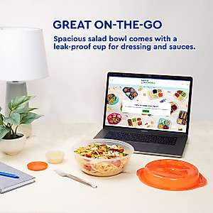 EasyLunchboxes® - Salad To-Go Containers - Reusable Bowl with Built-In, Leak-Proof Dressing Cup for Salad, Pasta, Cereal, Rice & More - Great for Work, Travel, & Meal Prep, Set of 4 (Classic)