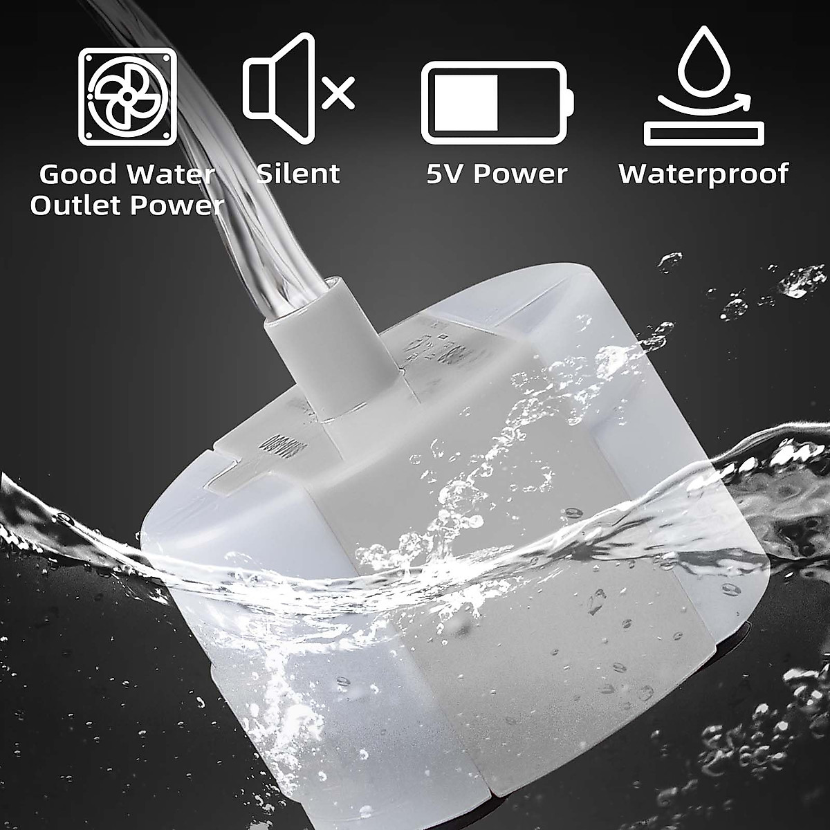 Ultra-Quiet Replacement Pump for Stainless Steel Cat Water Fountains - SMA-800 Motor - Safe and Easy to Clean with Low Voltage DC 5V and USB Cable (Side Suction Pump)