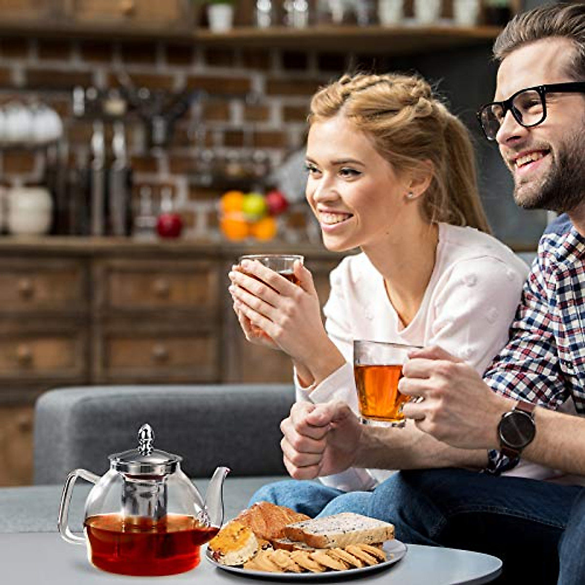 HIWARE 1000ml Glass Teapot with Removable Infuser, Stovetop Safe Tea Kettle, Blooming and Loose Leaf Tea Maker Set