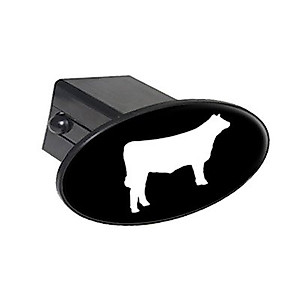 Cow White On Black - 2" Tow Trailer Hitch Cover Plug Insert