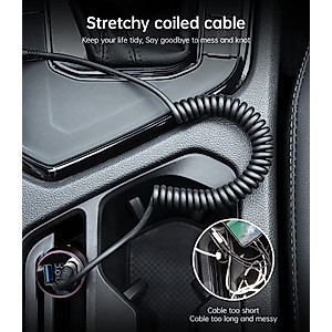 iPhone Charger Cable for Car (3FT/5FT), 2Pack Coiled Lightning Cable, [Apple MFi Certified] Retractable Charging Cord Compatible with iPhone 14/13/12/11 Pro Max/XS MAX/XR/XS/8/iPad/iPod/CarPlay