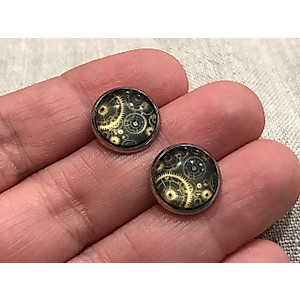 Minimalist Steampunk Earrings, Post Posts Surgical Steam Punk Earrings, Stud Studs Stainless Steel Earrings, Surgical Steel Earrings by AnnaArt72