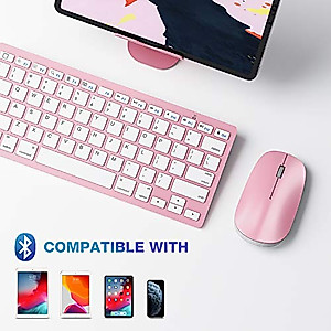 Bluetooth Keyboard and Mouse for Mac, OMOTON Ultra-Slim Keyboard and Mouse Combo, Wireless Keyboard and Mouse for MacOS, MacBook Pro/Air, iMac, Mac Mini, Laptop and PC (Rose Gold)