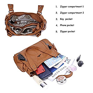 Women Shoulder Handbag Purse Top-Handle Hobo Roomy Casua Ladies' Shoulder Bag Fashion PU Tote Satchel Bag for Women (AK-#1193-2#6802#173BROWN)