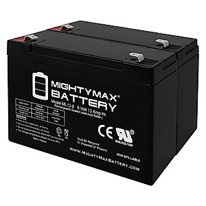 Mighty Max Battery ML12-6 .250TT - 6V 12AH Battery Replaces 10ah Enduring 3FM10 T2, 3-FM-10 T2-2 Pack