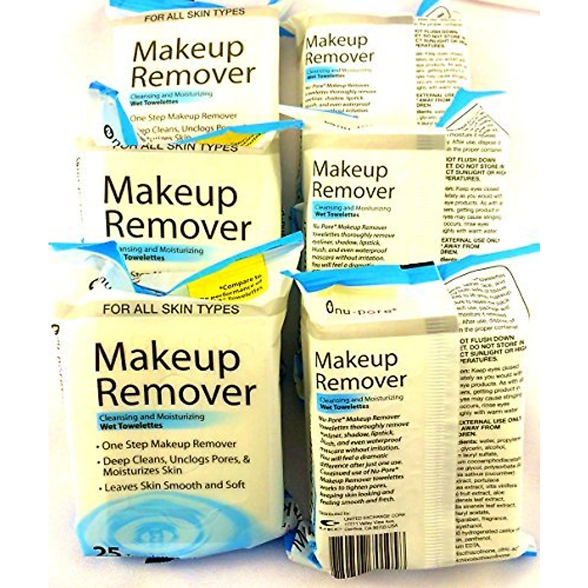 Nu-pore Makeup Remover, Cleansing and Moisturizing Wet 25 Towelettes (Pack of 6) by nu-pore