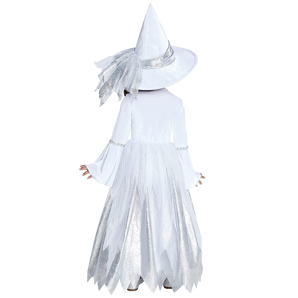 Spirit Halloween Toddler Wintery Witch Costume | Toddler sizing available in 2T - 6T | White dress with matching hat and accessory - (5T - 6T)