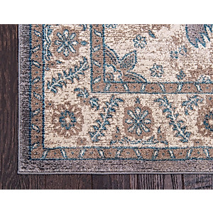 Unique Loom Salzburg Collection Classic Traditional Design Oriental Inspired Border Area Rug, 3 ft 3 in x 5 ft 3 in, Gray/Beige