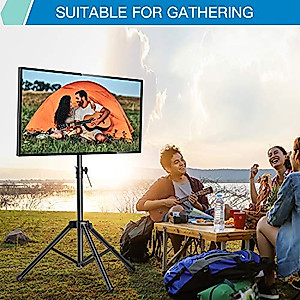PERLESMITH Tripod TV Stand -Portable TV Stand for 37-80 Inch LED LCD OLED Flat Screen TVs-Height Adjustable Display Floor TV Stand with VESA 600x400mm, Holds up to 110lbs PSTM2