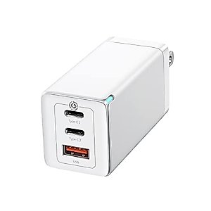 USB C Charger, Baseus 65W USB C Wall Charger, 3 Ports Foldable GaN Charger, Fast Charger for iPhone 14/Pro Max/SE/11/XR/XS, Samsung S22+/S22, MacBook Pro/Air, iPad, Laptops, Pixel 7, Steam Deck